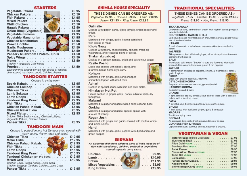 Takeaway Menu